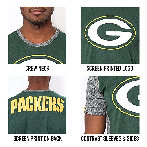 Ultra Game NFL Denver Broncos Mens T-Shirt Raglan Block Short Sleeve Tee Shirt, Team Color, X-Large