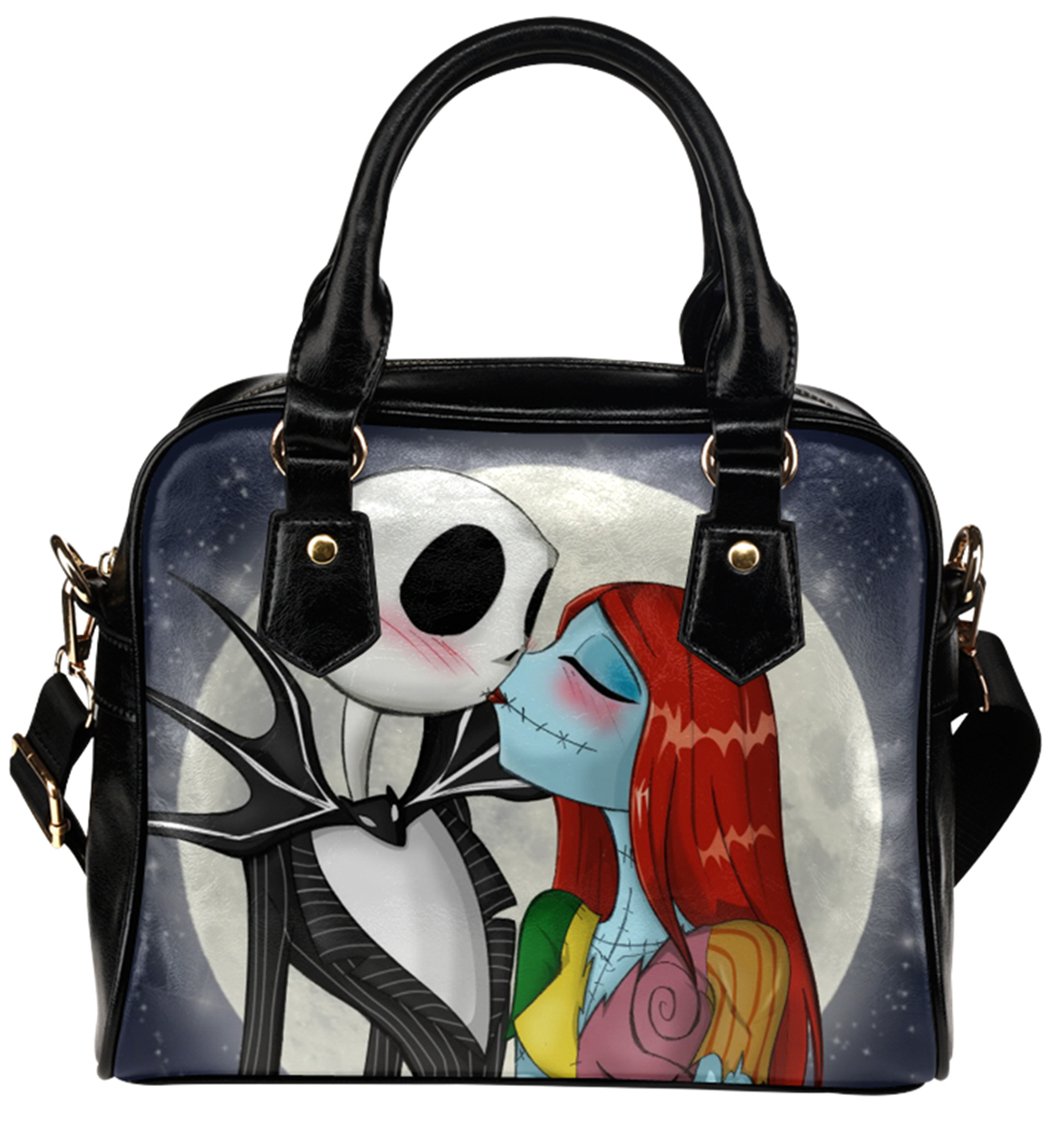 Women's Fashion Shoulder Handbags Top Handle Bags Purse with Jack and Sally Print.