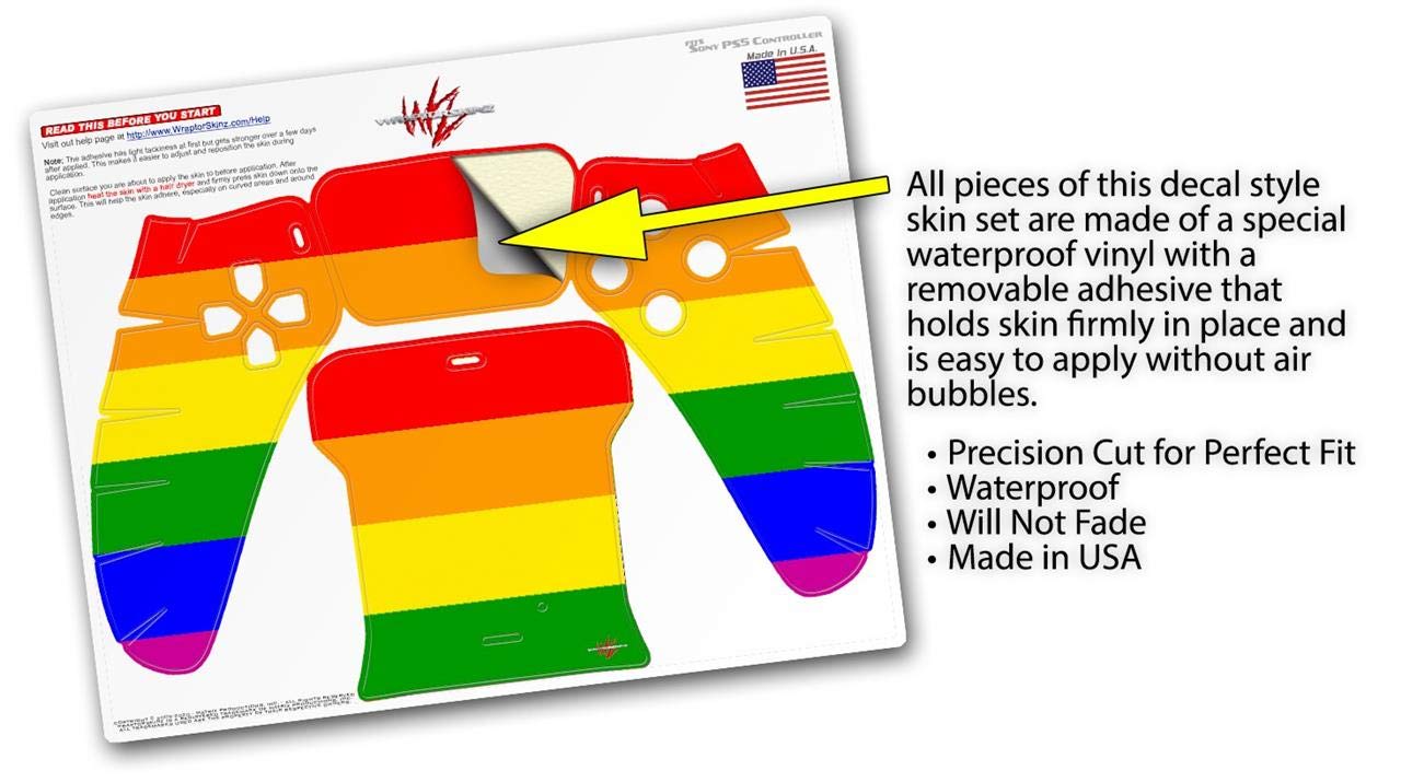 WraptorSkinz Skin Wrap compatible with Sony PS5 DualSense Controller Rainbow Stripes (CONTROLLER NOT INCLUDED)