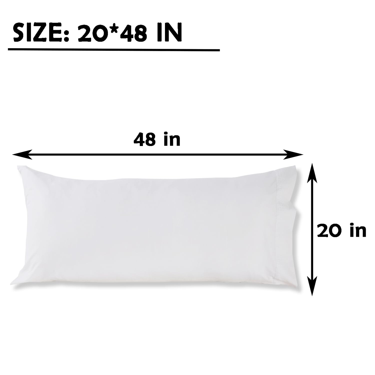 YUANNING Body Pillow Cover, Microfiber Waffle Body Pillow Case Cover Soft Breathable Long Pillow Case with Envelope Closure for All Seasons, No Insert, Body Pillowcase 1 Pack (20" x 48", White)