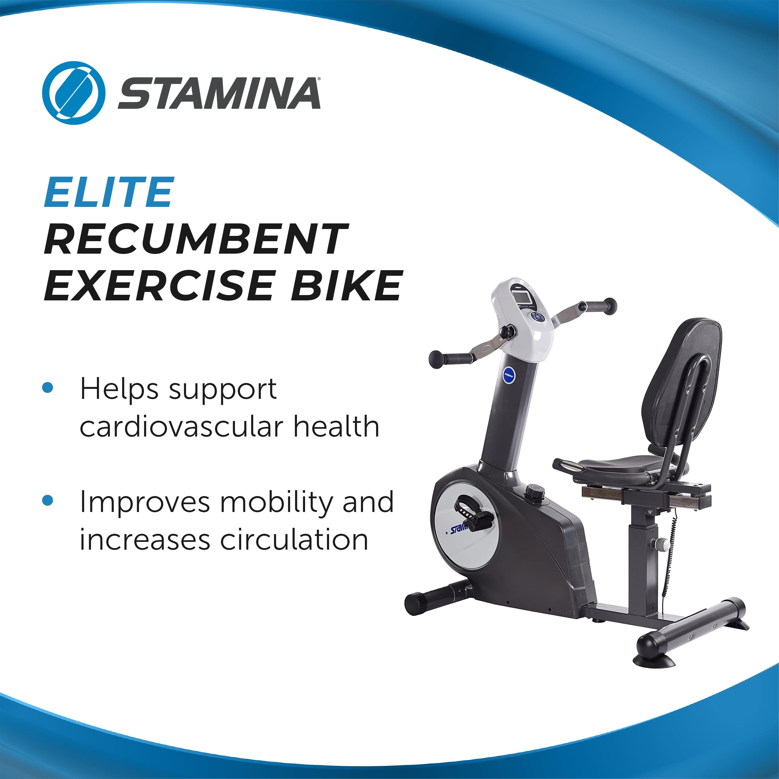 Stamina Elite Total Body Recumbent Bike, Metallic grey