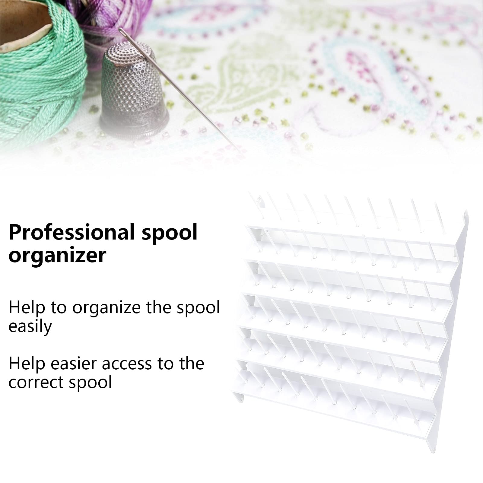 Thread Rack, Table Sewing Accessory with 60 Spools - Thread Holder Stand for Overwrapping Machine, Embroidery Thread Organizer, Spool Holder - Home Plastic Thread Table Stand