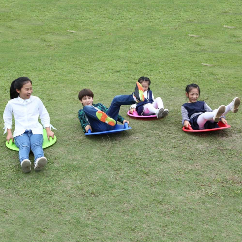Pannow Round Kids Snow Sled Grass Slippery Saucer Flexible Snow Disc Saucer Sled with Double Handles for Sand, Grass and Snow Downhill