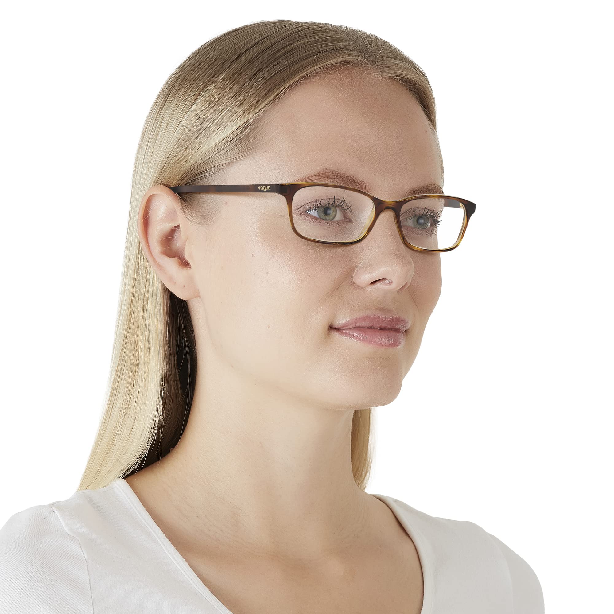 Vogue Eyewear Women's VO5053 Rectangular Prescription Eyeglass Frames, Dark Havana/Demo Lens, 51 mm