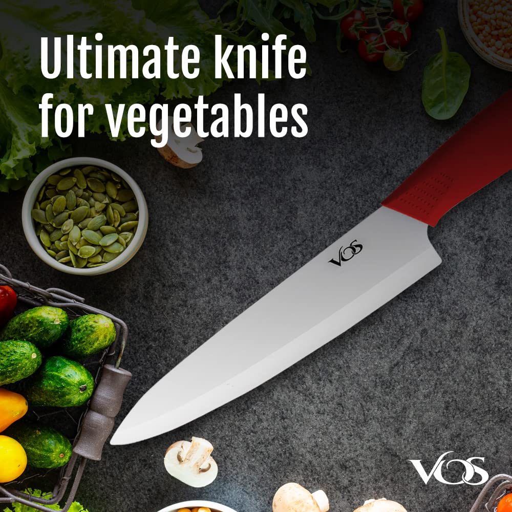 Vos Ceramic 4 Pcs Knife Set with Holder and Chef Knife