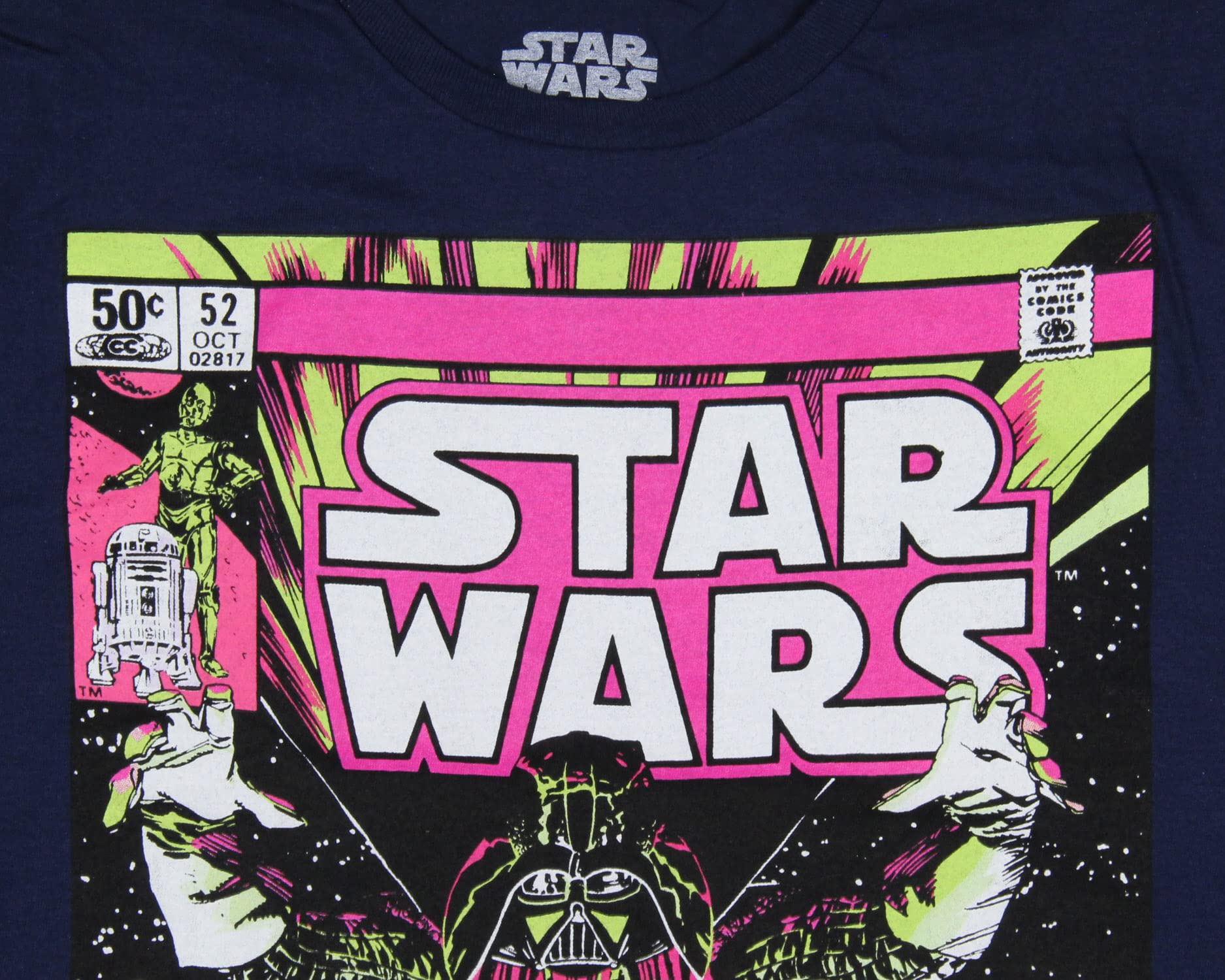 Star Wars Men's Neon Darth Vader Comic Cover Adult T-Shirt Tee (Small)