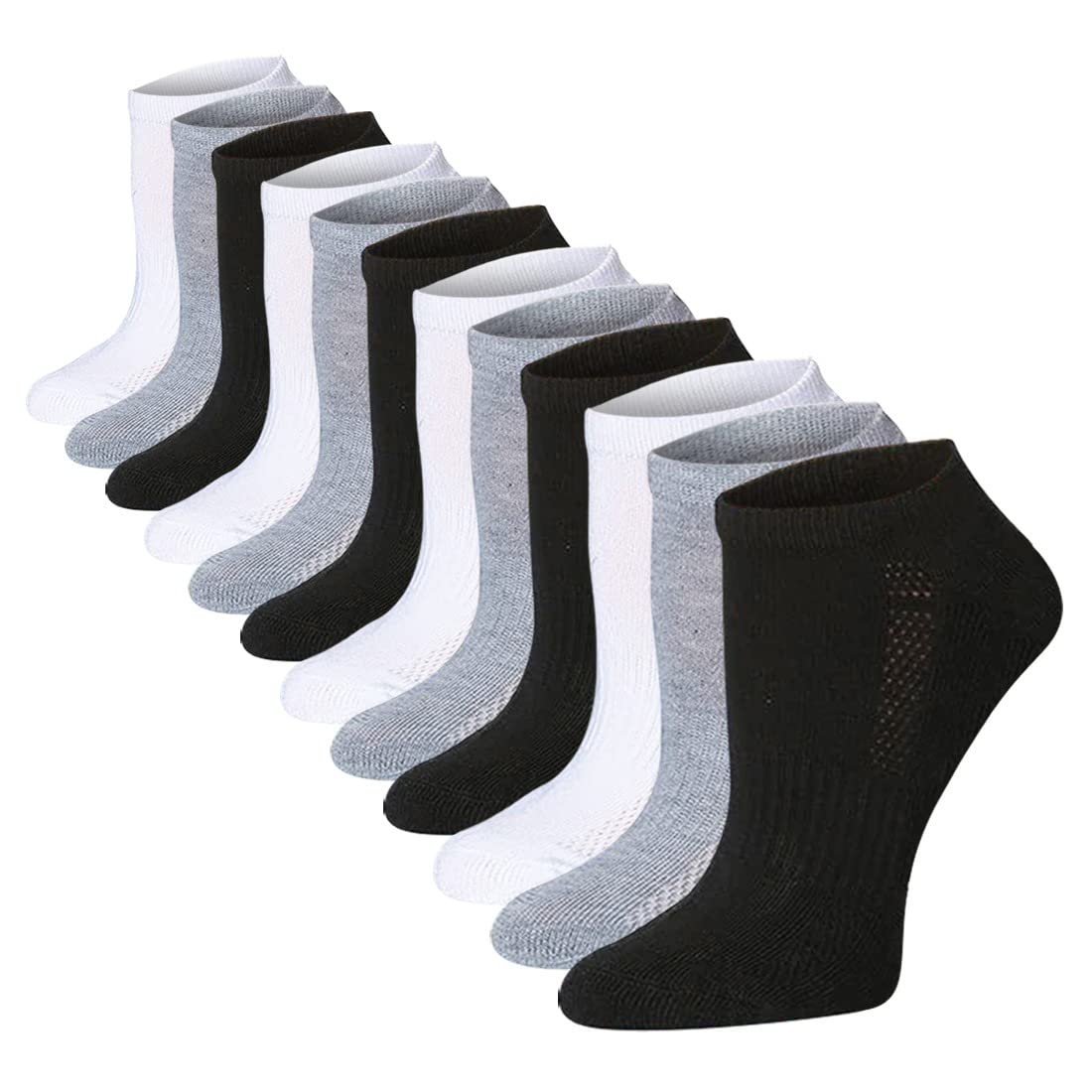 Tipi Toe Women's 12-Pairs Low Cut Athletic Sport Peformance Socks, (sock size 9-11) Fits shoe size 6-10, SP28-12