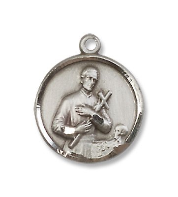 Sterling Silver Saint Gerard Pendant Medal, 5/8 Inch