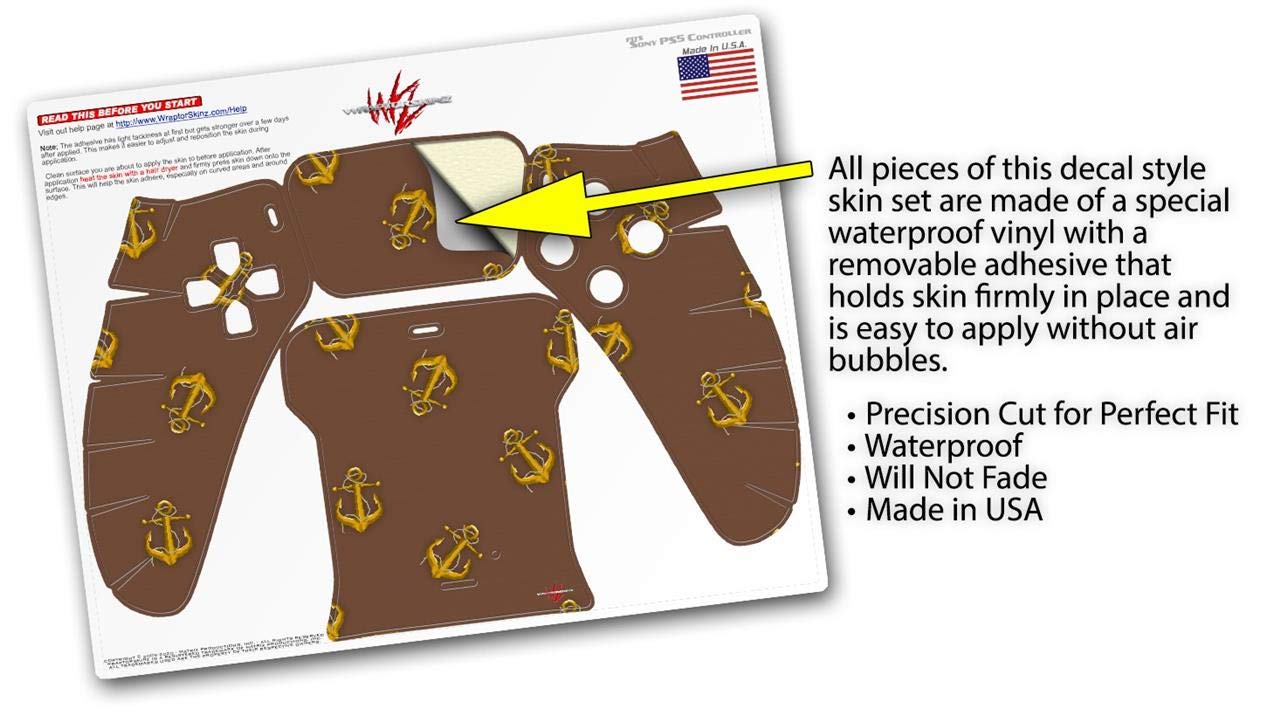 WraptorSkinz Skin Wrap compatible with Sony PS5 DualSense Controller Anchors Away Chocolate Brown (CONTROLLER NOT INCLUDED)