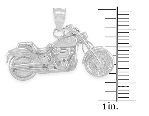 Sterling Silver Polish Biker Charmed Biker Charm Motorcycle Pendant