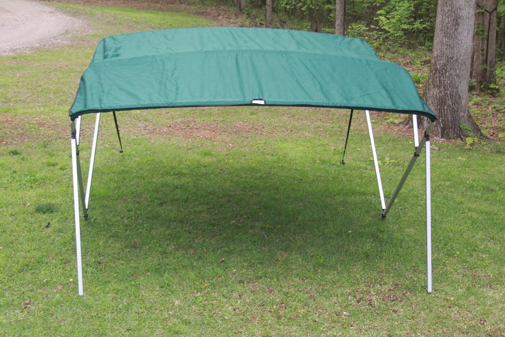 Vortex Direct Dark Green Fabric Square Tube Frame 4 Bow Bimini, 10' Long, 91"-96" Width