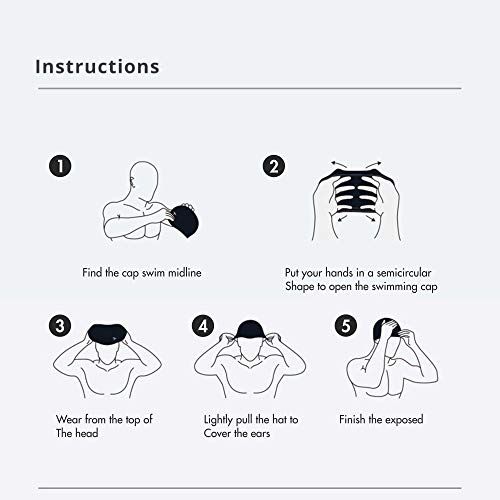 TYR Long Hair Silicone Comfort Swim Cap, Black, One Size