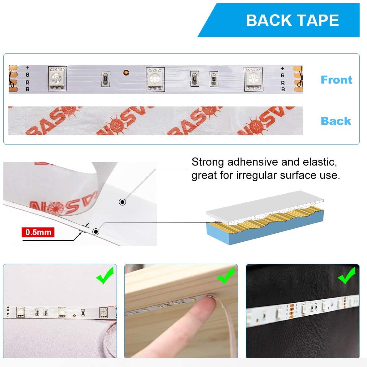 YEEMAYLUX LED Strip Light, 32.8ft 4096 DIY Color Changing Tape Lights with 5050 RGB 150 LEDs Highlight,Light Strip with Remote and 12V Power Supply,Easy Installation for TV Backlight, Party, Bedroom
