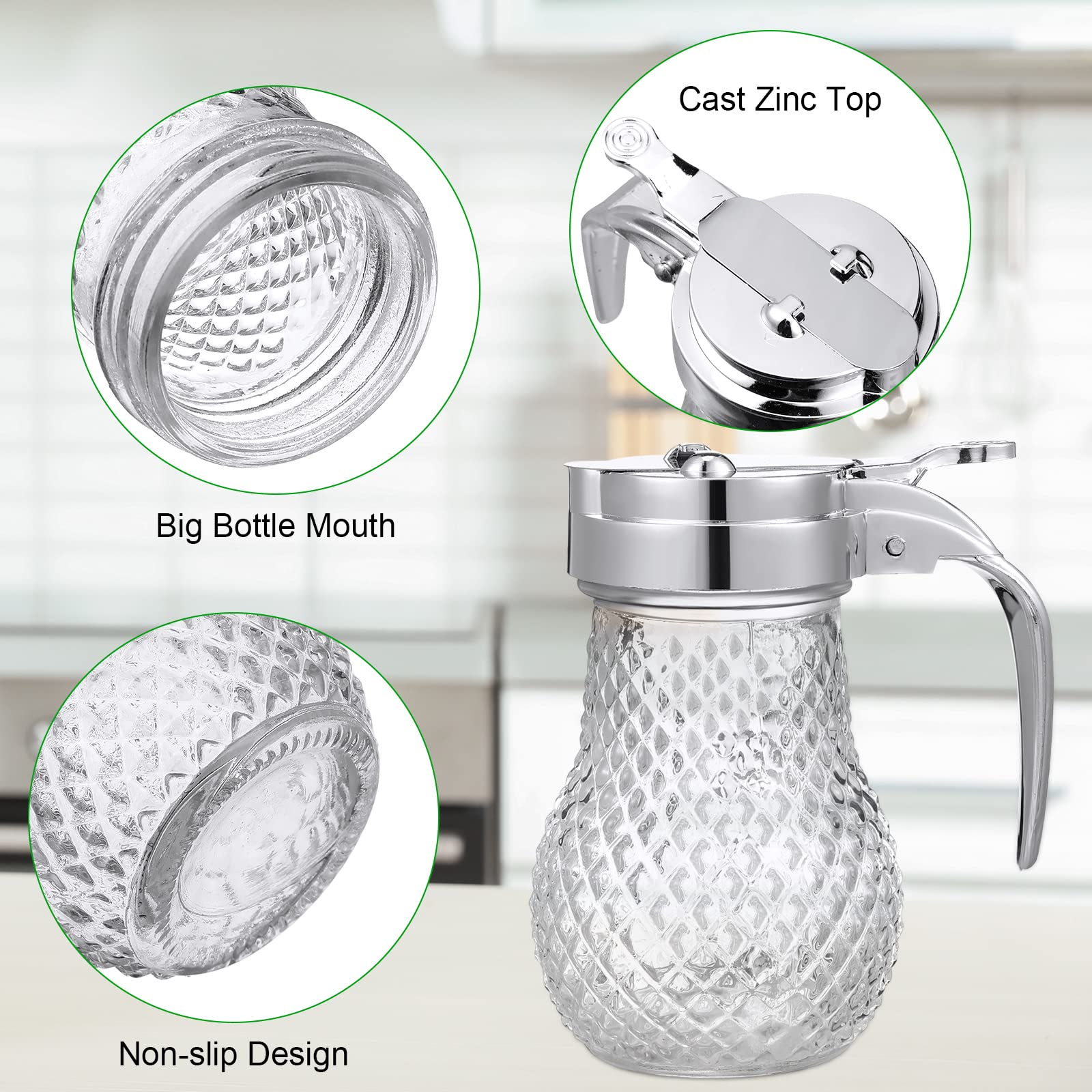 Xinnun 24 Pcs Syrup Dispenser 6 oz Glass Syrup Dispenser with Plastic Lid Clear Sugar Dispenser Jar Retracting Spout Dispensing Syrup Bottles for Maple Syrup, Chocolate Syrup, Sugar, Milk