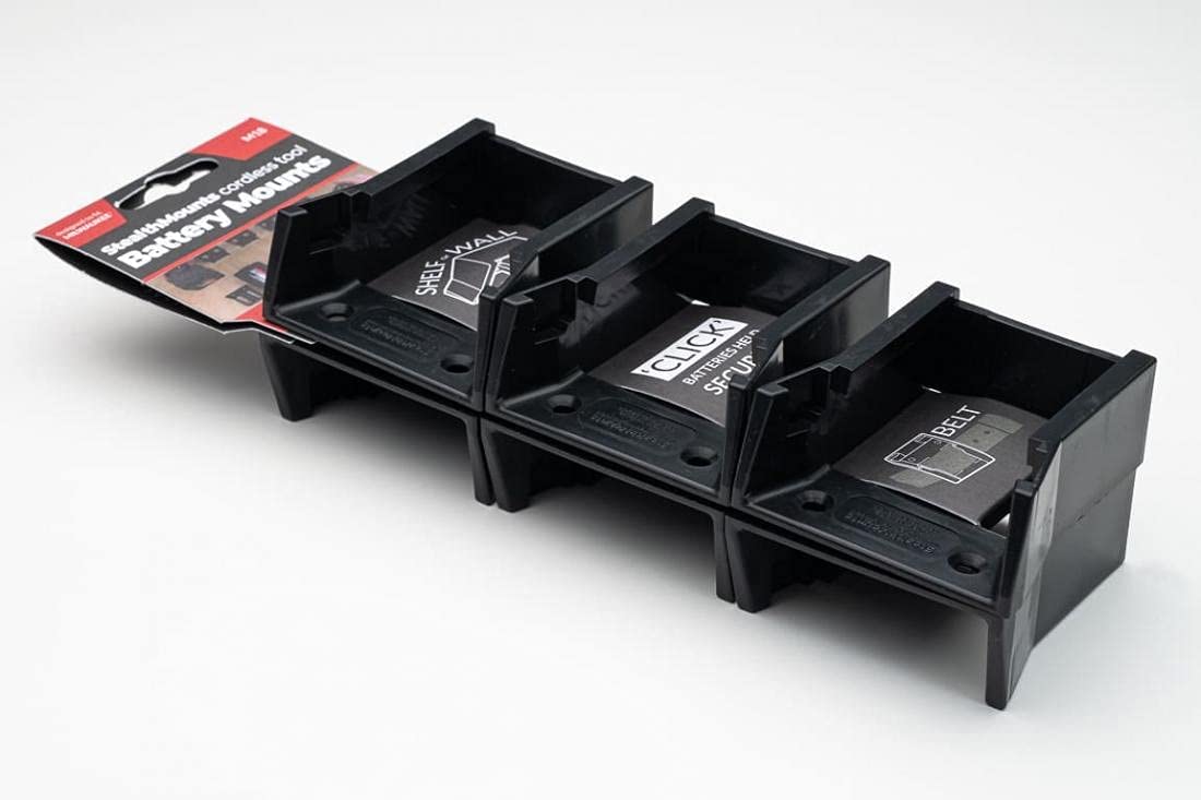 StealthMounts M18 Milwaukee Battery Holder - 6 Pack | Milwaukee M18 Battery Holder | 18V Milwaukee Battery Storage | Milwaukee Battery Mount | Milwaukee Organizer for M18 Batteries | Made in the UK