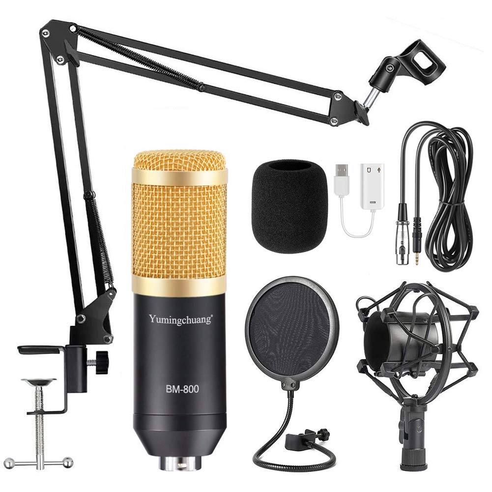 Yumingchuang Studio Microphone Professional Broadcast Singing Karaoke Microphone BM-800 Music MIC Sound Recording Microphone for Computer with Microphone Stand