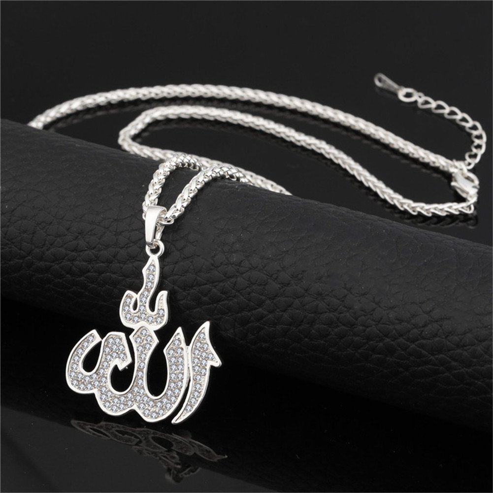 WELRDFG Zirconia Allah pendant necklace 18K gold plated/platinum plated men's/women's jewelry