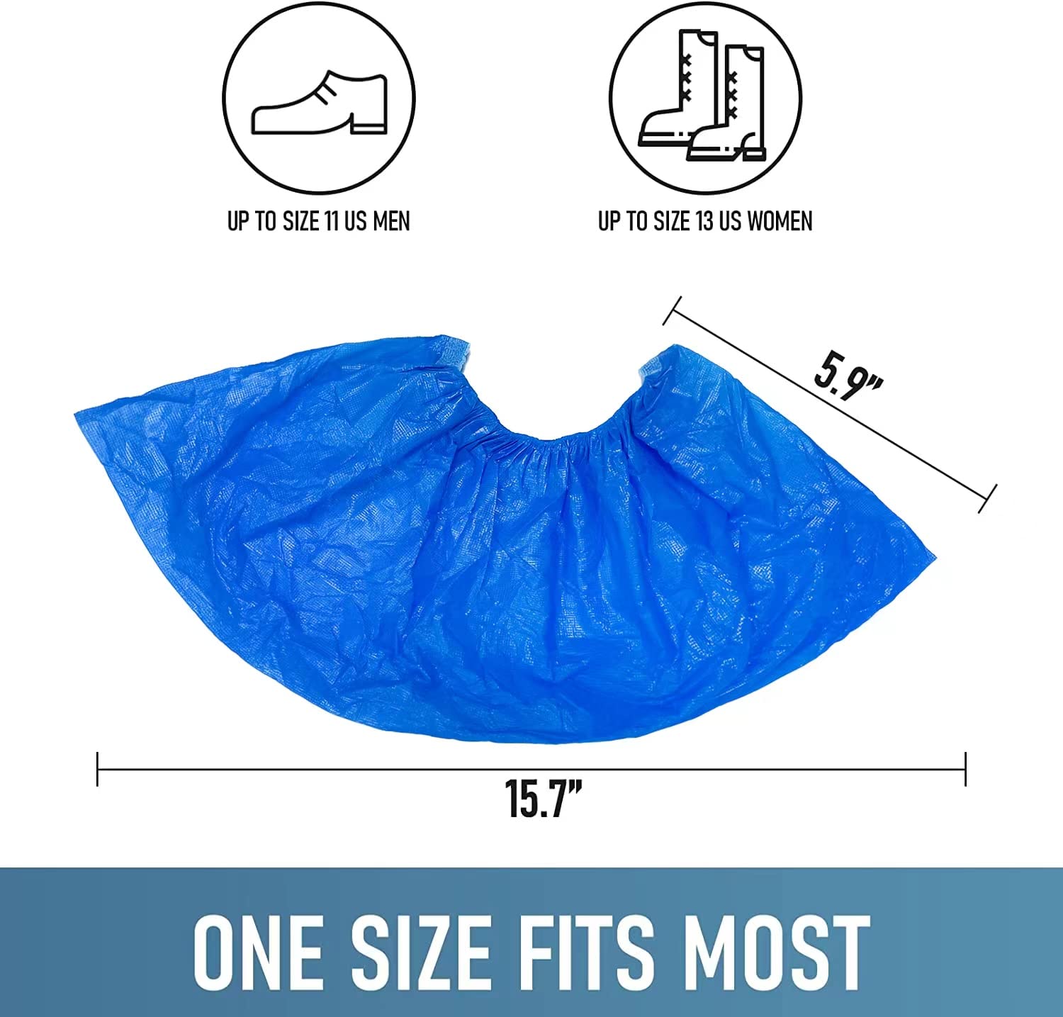 Zfyoung 50 Pack (25 Pairs)Blue Hygiene Boots and Shoe Covers Disposable Non-slip Waterproof Non-slip Durable For Construction, Workplace, Indoor Carpet Floor Protection, One Size Fits Most