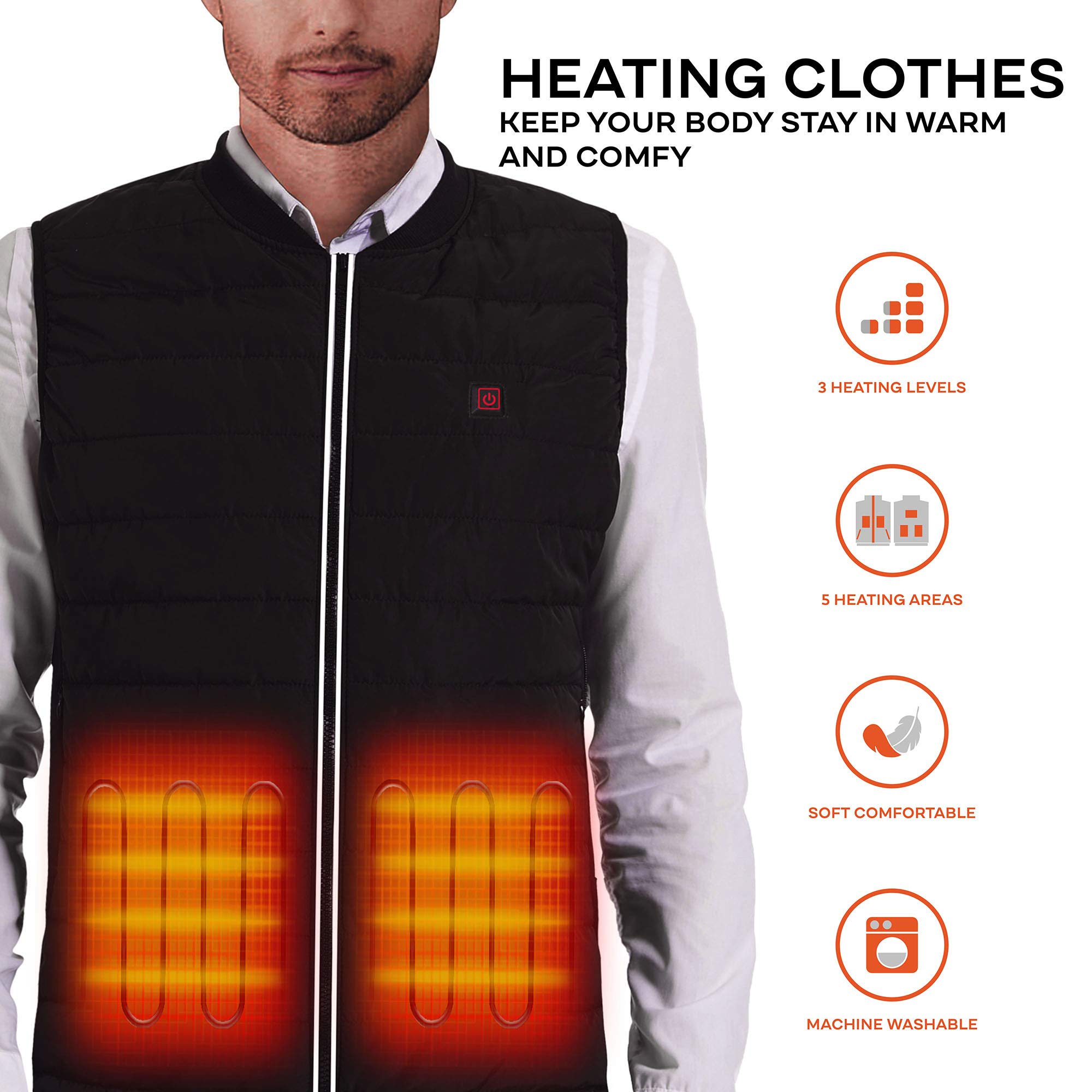 ZLTFashion Heated Vest With Battery Pack USB Charging Electric Heated Jacket Winter Body Warmer Vest for Men