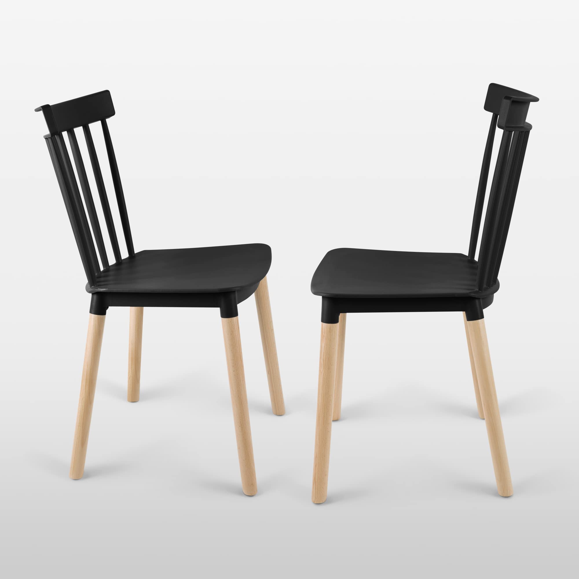 Simpol Home DSW Armless Modern Plastic Chairs with Wood Legs for Living, Bedroom, Kitchen, Dining,Lounge Waiting Room, Restaurants, Cafes, Set of 2, Pink Light