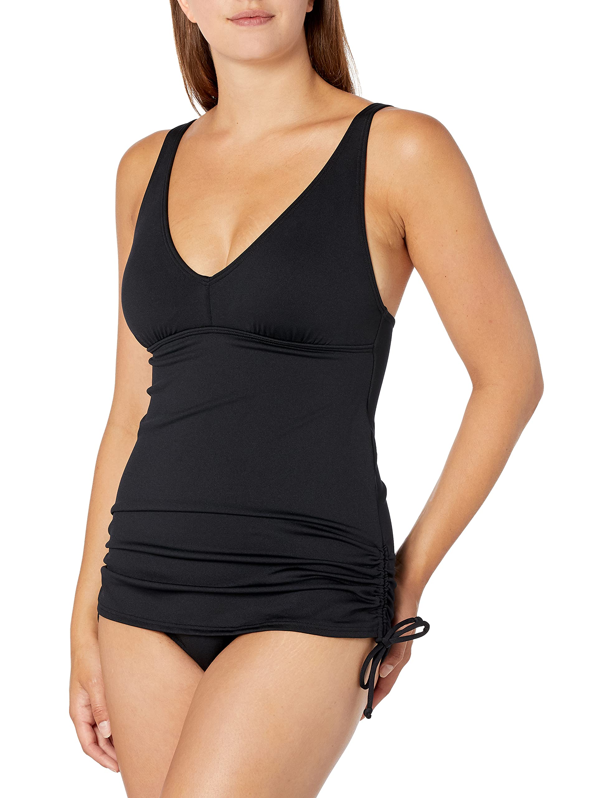 TYR Women's Solid V Neck Sheath Swimming One Piece, Black, Size 12