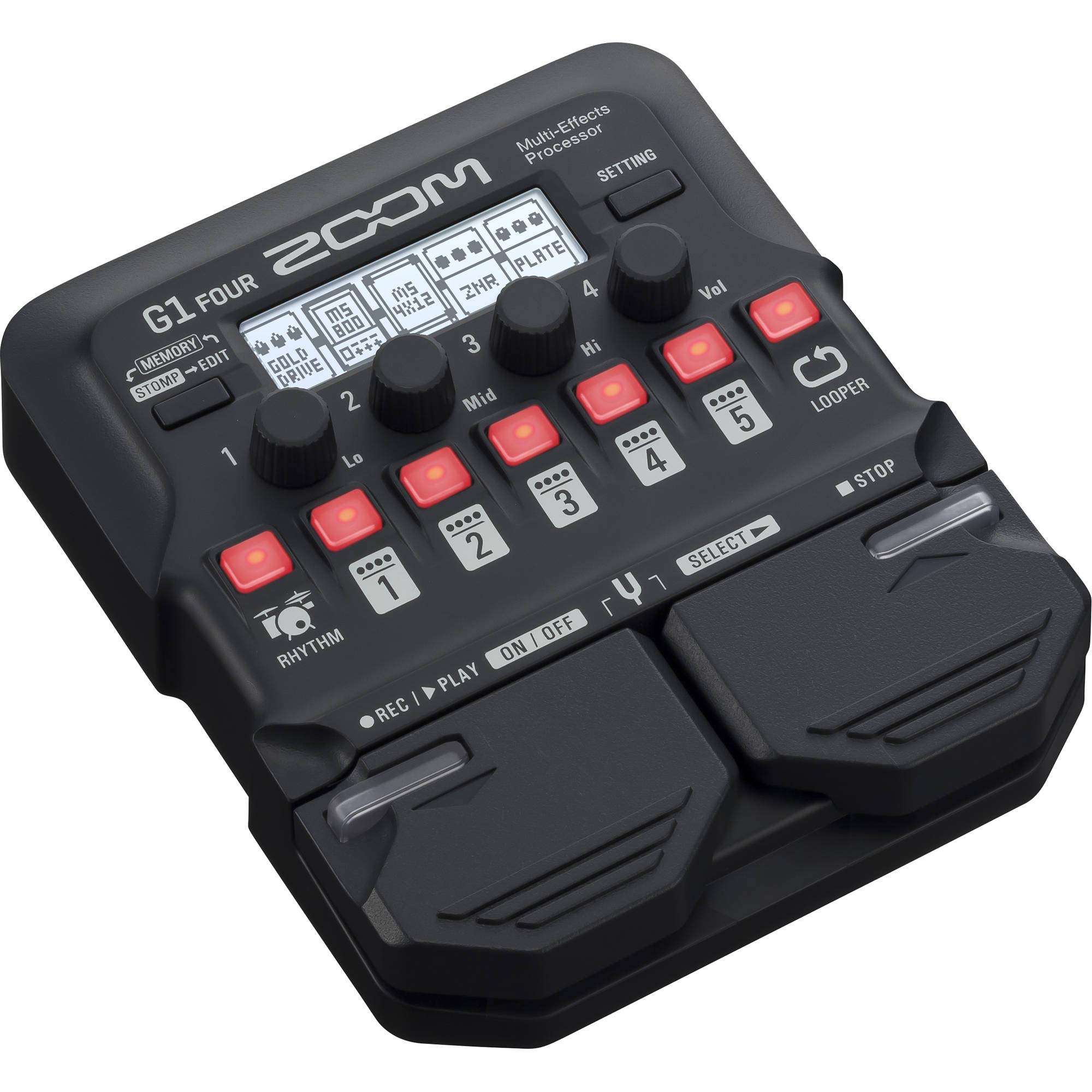 Zoom G1 Four Guitar Multi-Effects Processor + AA Batteries, Cables and Fibertique Microfiber Cleaning Cloth