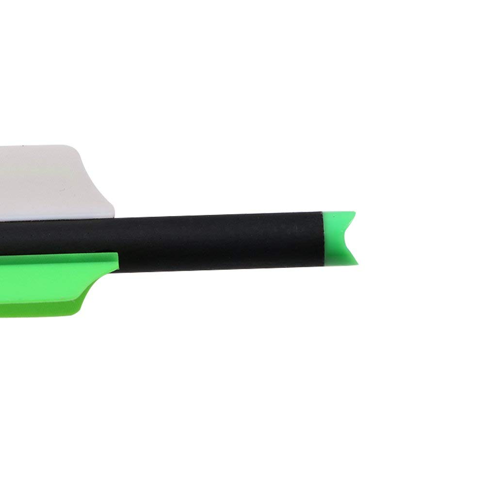 TOPARCHERY 12pcs Crossbow Arrows Crossbow Bolts 20 inch Hunting Archery Crossbow Carbon Arrows with 4 inch Vanes and Replaced Arrowhead/Tip (A Green white 20'')