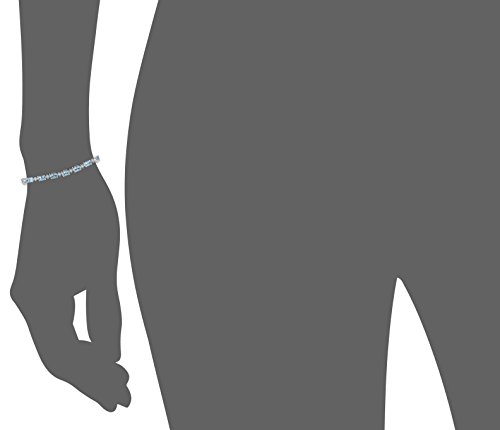 Sterling Silver Genuine Swiss Blue Topaz Oval Cut 5x3mm and Diamond Accent Tennis Bracelet, 7.25"