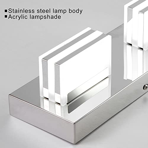 yumcrelect LED Vanity Light, 12W Light Mirror Front Vanity Lamp Modern Acrylic Stainless Steel Bath Wall Vanity Lighting Over Mirror Chrome 2-light Bathroom Bedroom Lighting Fixtures