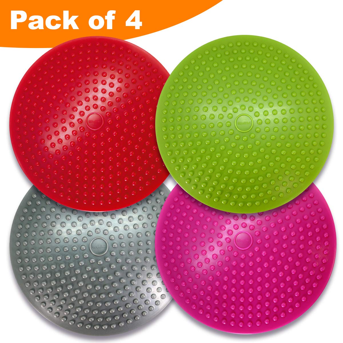WALIKI Toys Children's Wobbly Cushion, Alternative Classroom Seating | Inflatable Core Disc Seats for School (Pump Included, 12β/30CM) (Pack of 4)