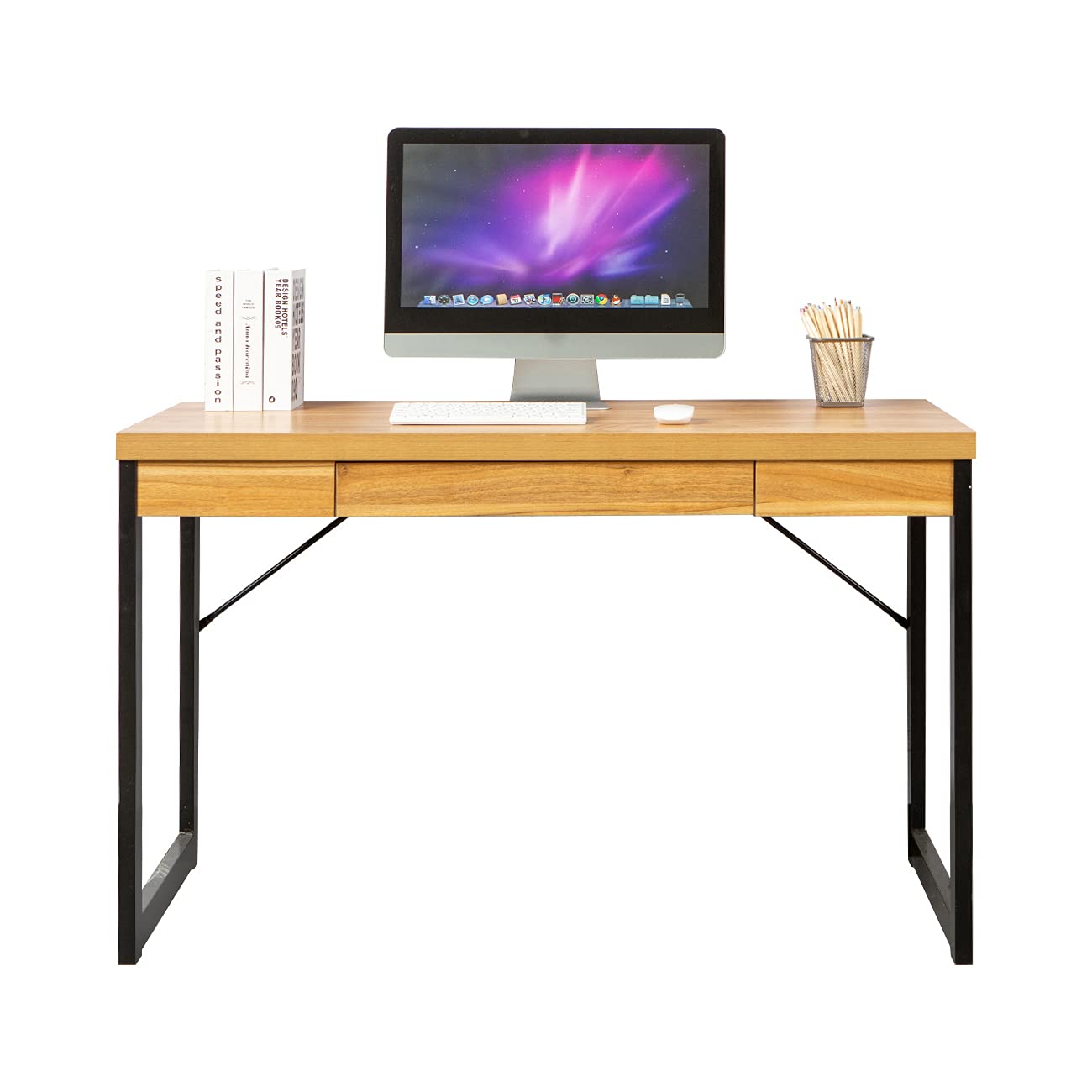 soges 47 inch Computer Desk with Drawer, Sturdy Home Office Writing Desk, Storage Drawer Study Desk