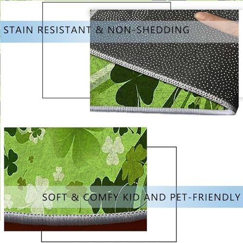 Round Office Chair Mat for Hardwood Floor St. Patricks Day Floor Protector Mats Green Easy Rolling for Gaming Chairs,Without Smell 2 FT