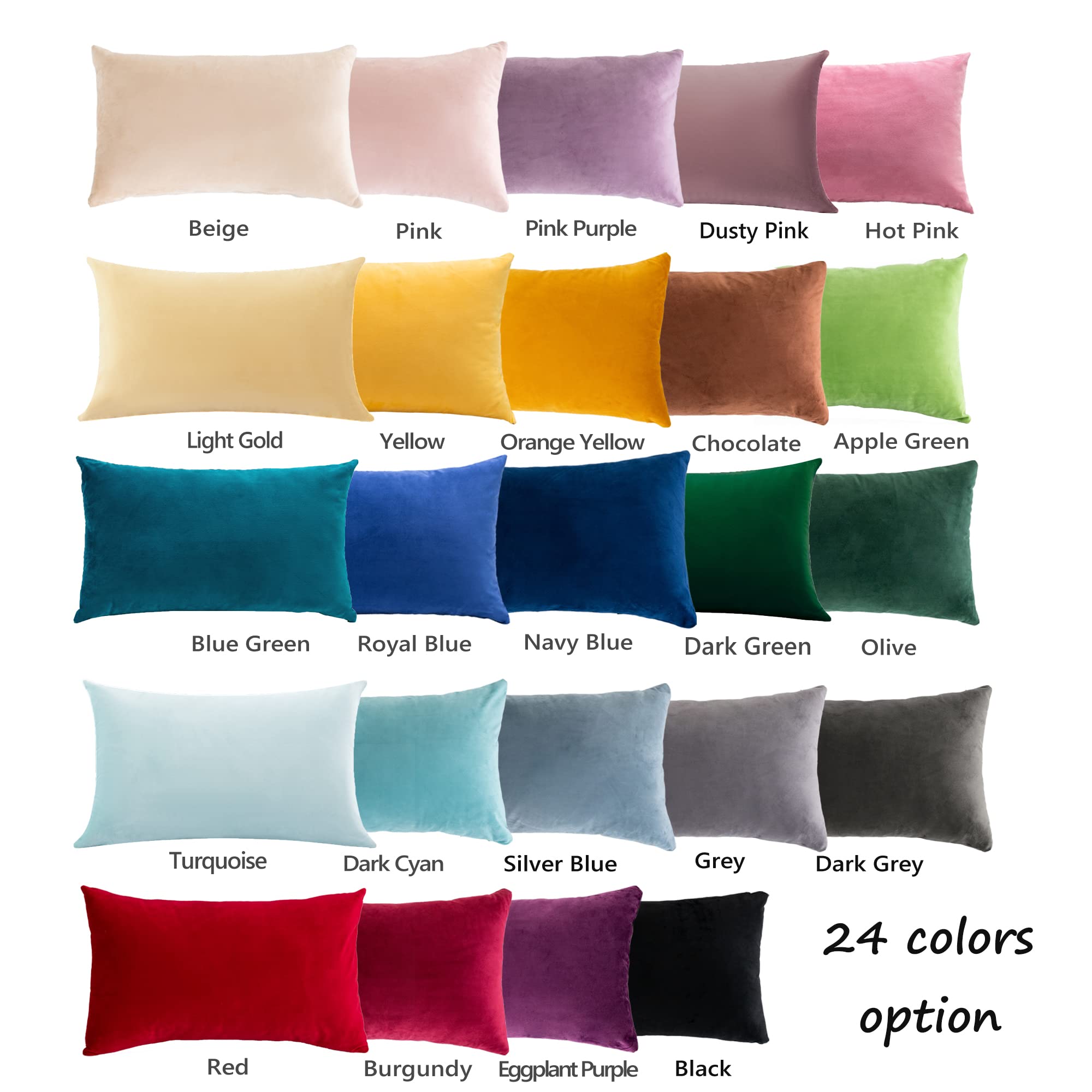 Stellhome Pack of 2 Super Soft Throw Pillow Covers Rectangle Solid Velvet Pillowcase for Bed Couch Sofa Bench, 12 x 20 inch (30 x 50 cm), Beige