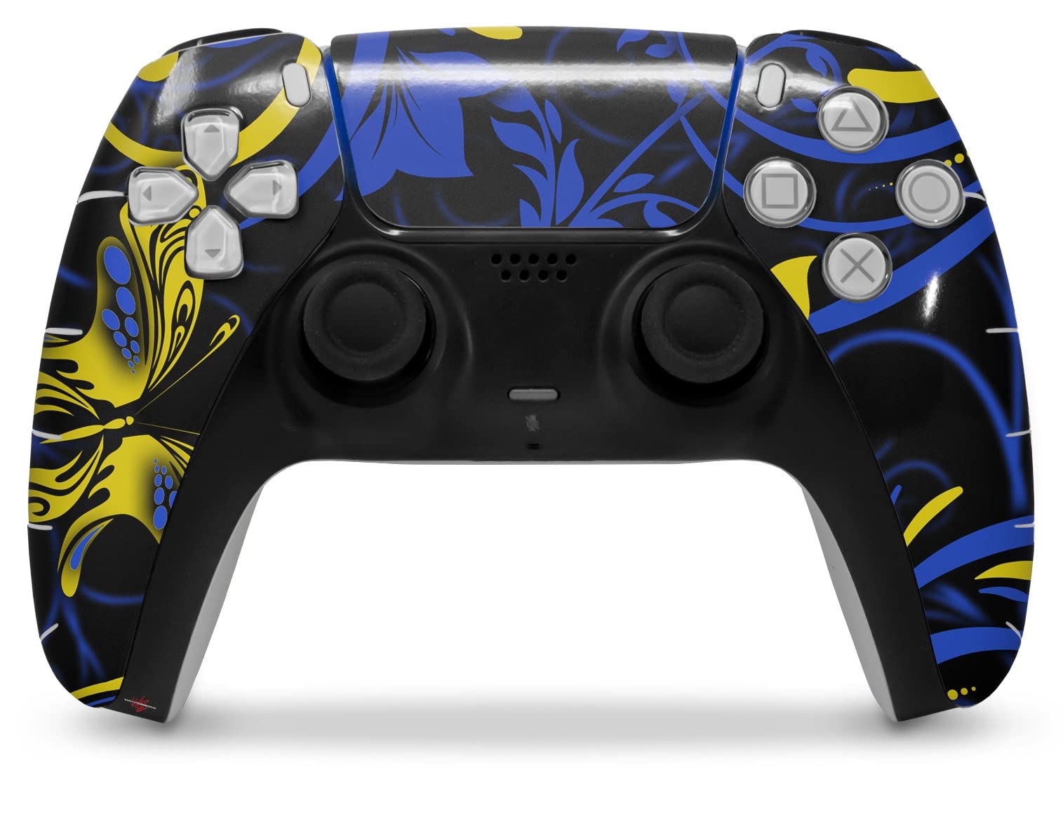WraptorSkinz Skin Wrap compatible with Sony PS5 DualSense Controller Twisted Garden Blue and Yellow (CONTROLLER NOT INCLUDED)