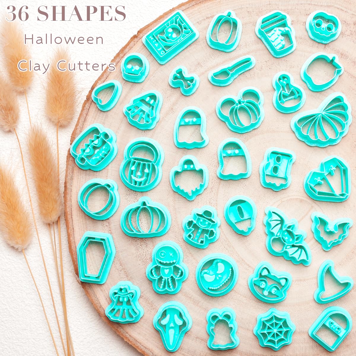 TAINSKY Halloween Polymer Clay Cutters Set for Halloween Earrings Making, 36 Shapes Clay Earring Cutters, Pumpkin Clay Cutters for Polymer Clay Jewelry, Ghost Clay Cutters for Earrings Making