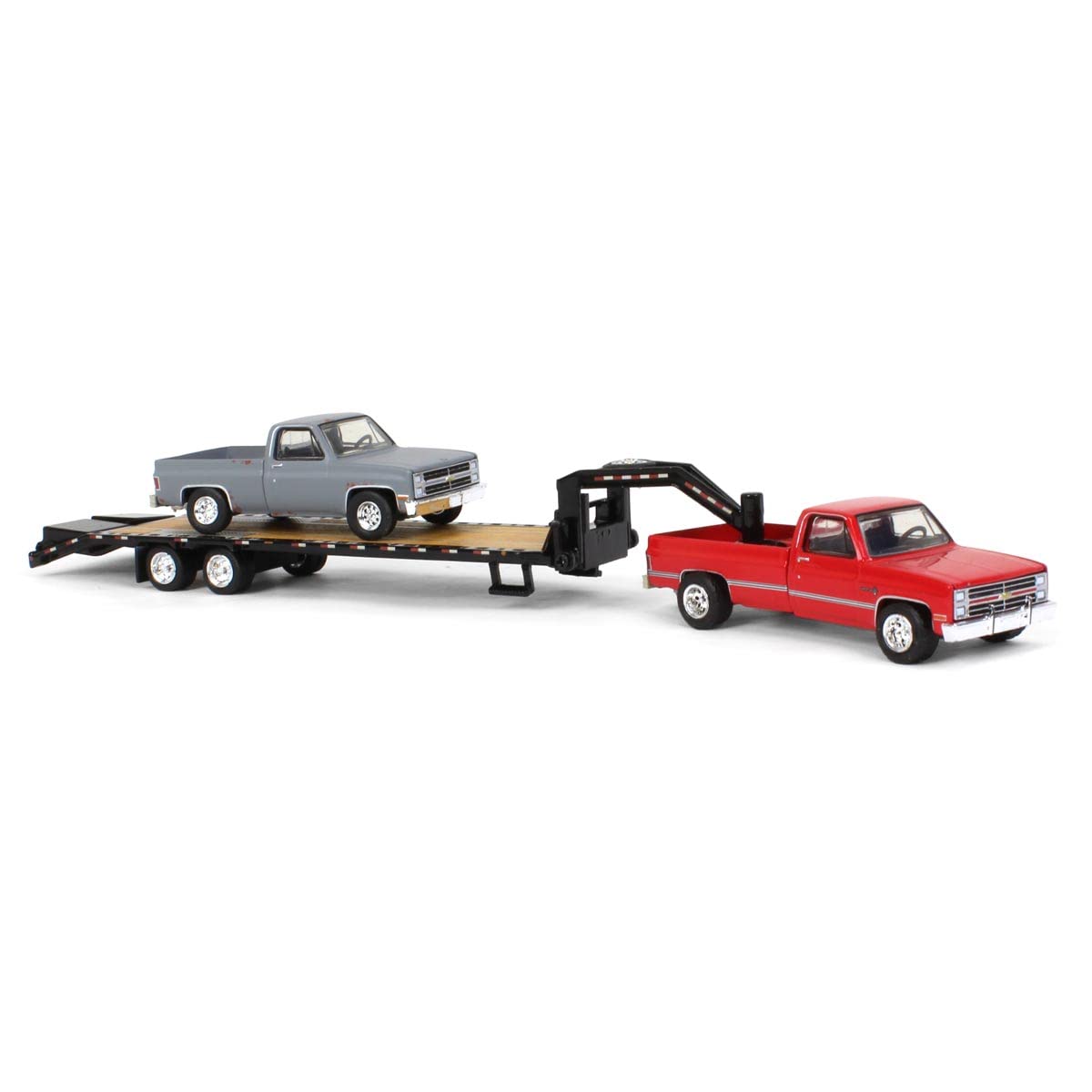 Truck Greenlight 1/64 Red 1986 Chevy K-30 Longbed w/Gooseneck & Project 51406-B