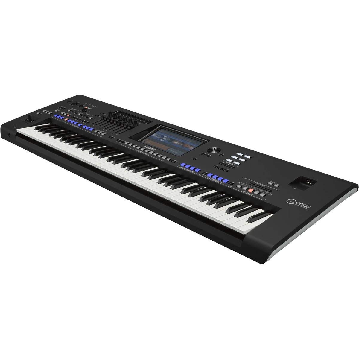 Yamaha Genos 76-Key Flagship Arranger Workstation Keyboard - Bundle with Ultimate Medium X-Style Keyboard Bench, H&A Studio Monitor Headphones, Ultimate X-Style Stand, Keyboard Sustain Pedal