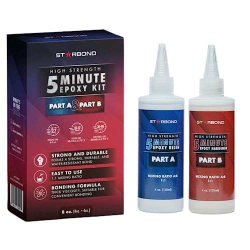 Starbond 5 Minute Epoxy Adhesive - Super Tough and Durable - 1900 lb Lap Shear Strength, 1:1 Ratio Instant Mix β Fast Set, Quick Cure, Compatible with Wood, Metal, Glass, Ceramic, Fabric, 8 oz