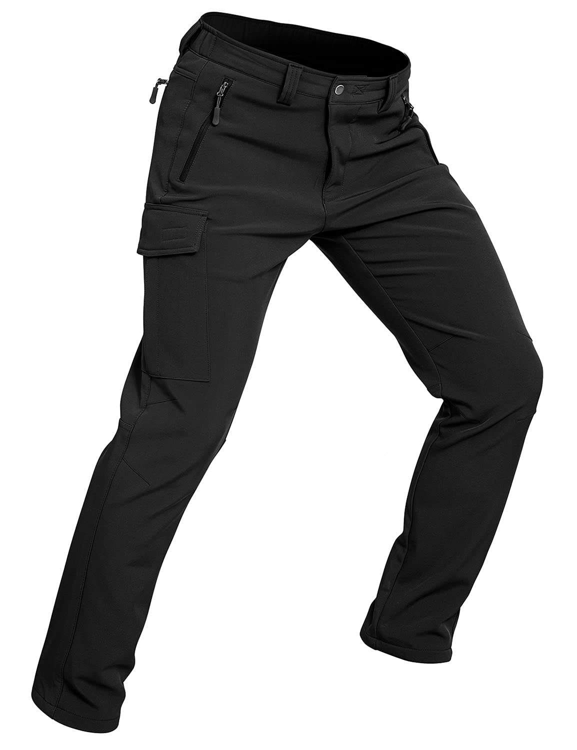 Wespornow Men's-Fleece-Lined-Hiking-Pants Water-Resistance-Snow-Ski-Pants Softshell Snowboarding Pants for Winter, Skiing, Outdoor (Black, XX-Large)