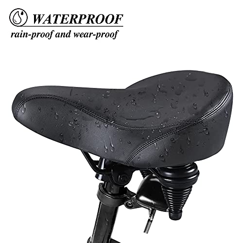 Rounexes Bike Seat Oversize Comfortable Bicycle Saddle, Extra Wide Replacement Universal Fit Outdoor Padded Memory Foam, Waterproof and Sweat Proof Bike Seat Cushion