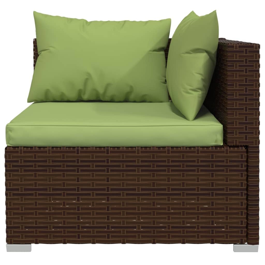 VRAXO 9 Piece Patio Lounge Set with Cushions Poly Rattan Brown,Outdoor Furniture Sets-163.77lbs-35