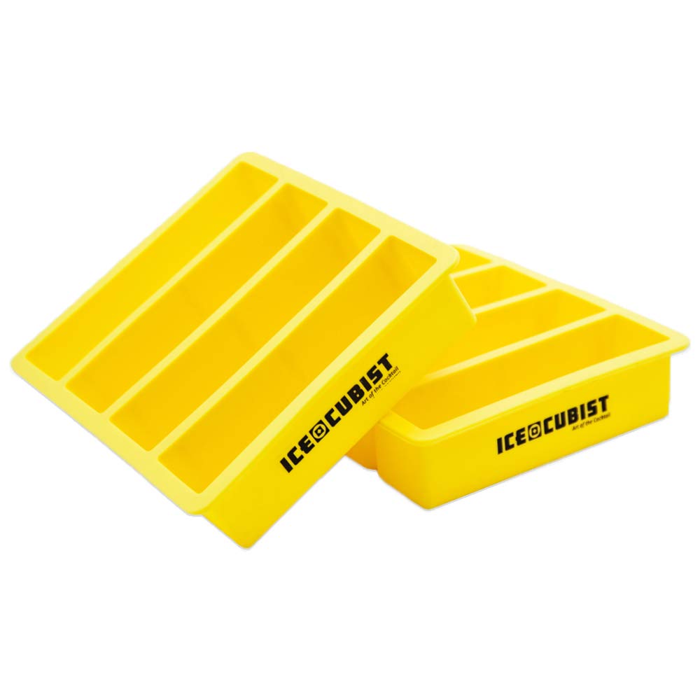 Rectangular Collins Ice Cube Mold - For Cocktail, Whiskey, Butter and More - BPA Free Silicone - 2 Trays - 4 Large Ice Cubes Per Tray