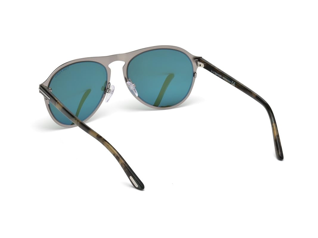 Tom Ford FT0525 Sunglasses - Shiny Light Ruthenium Frame, Green Lenses, 56 mm Lens FT05255614N