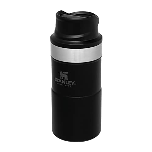 STANLEY Trigger Action Travel Mug 0.25L - Keeps Hot For 3 Hours - BPA-Free - Thermal Mug For Hot Drinks - Leakproof Reusable Coffee Cup - Dishwasher Safe - Matte Black