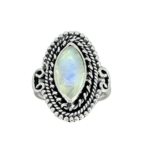 YoTreasure Moonstone Solid 925 Sterling Silver Gemstone Ring