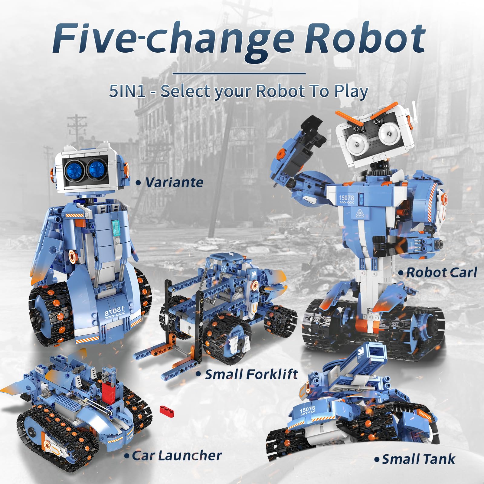 YESHIN Stem Robot for Boys Ages 8-14, APP & Remote Control Robot DIY Building Block Kits, Stem Projects Robotics Kits for kids ages 8+ (369 Pieces)