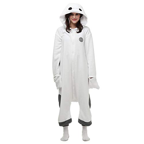 TSMY Halloween Costume Adult Unisex Baymax Onesie Pajamas White Large