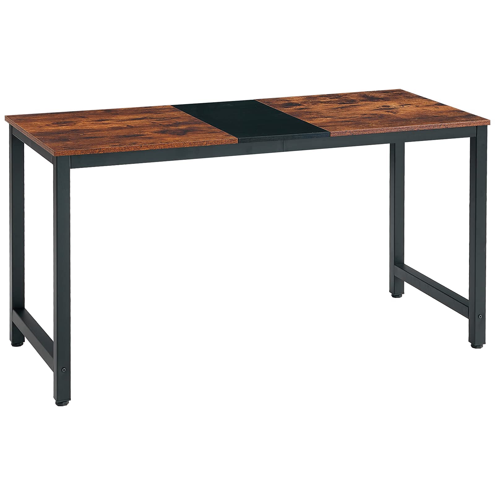 YMYNY 55 Inch Computer Desk Home Office Study Writing Desk, Industrial Simple Design PC Laptop Desk, Extra Strong Legs, Rustic Brown and Black