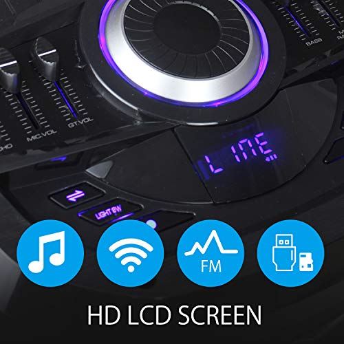 STARQUEEN Karaoke Machine Speaker for Adults Bluetooth Pa System with Dual 10 inch Woofer Colorful DJ Lights 2 Wireless Microphone Perfect for Party Speech Class