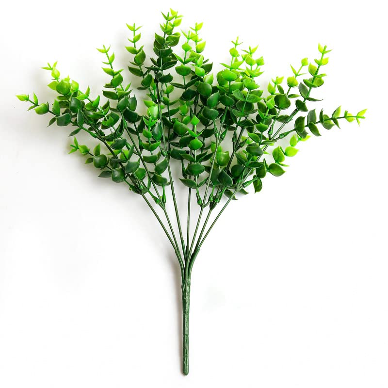 Yesier 3 Pack Artificial Eucalyptus Leaves Silk Plants Fake Greenery Flower Arrangement Wall Leaf for Garden Wedding Home Outdoors Decorations (Dark Green)